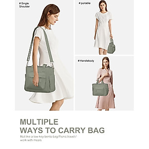 UPPACK Insulated Lunch Bag Women Large Lunch Tote Bag with Shoulder Strap Adult Lunch Box Fit and Fresh Lunch Bags for Women Men Lunch Boxes for Work Grey Green Lunch Bag with Water Bottle Holder