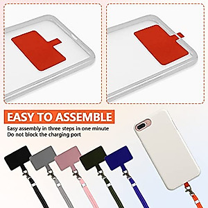 Yitexin 6 Pcs Universal Phone Lanyards with Tether Tabs, Adjustable Crossbody Cell Phone Straps Patch, Nylon Smartphone Lanyard String for Around the Neck Compatible with Most Phones