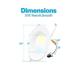 Sunco 12 Pack LED Recessed Lighting 6 Inch, Selectable 2700K/3000K/3500K/4000K/5000K, Dimmable Can Lights, Smooth Trim, 13W=120W, 965 LM, Damp Rated, Retrofit Installation - UL Energy Star Listed