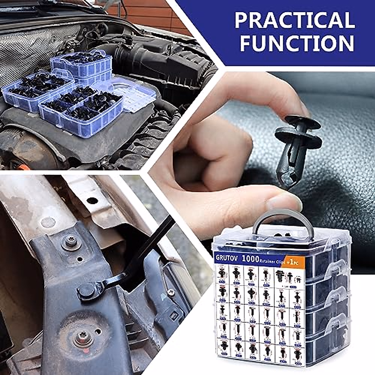 Car Bumper Clips Shield Retainer Clips Plastic Rivets 1001PCS Automotive Push Pins Assortment Xmas Tree Fasteners Kit Most Common Sizes Auto Body Push Pin with Removers for Ford Honda Chrysler GM