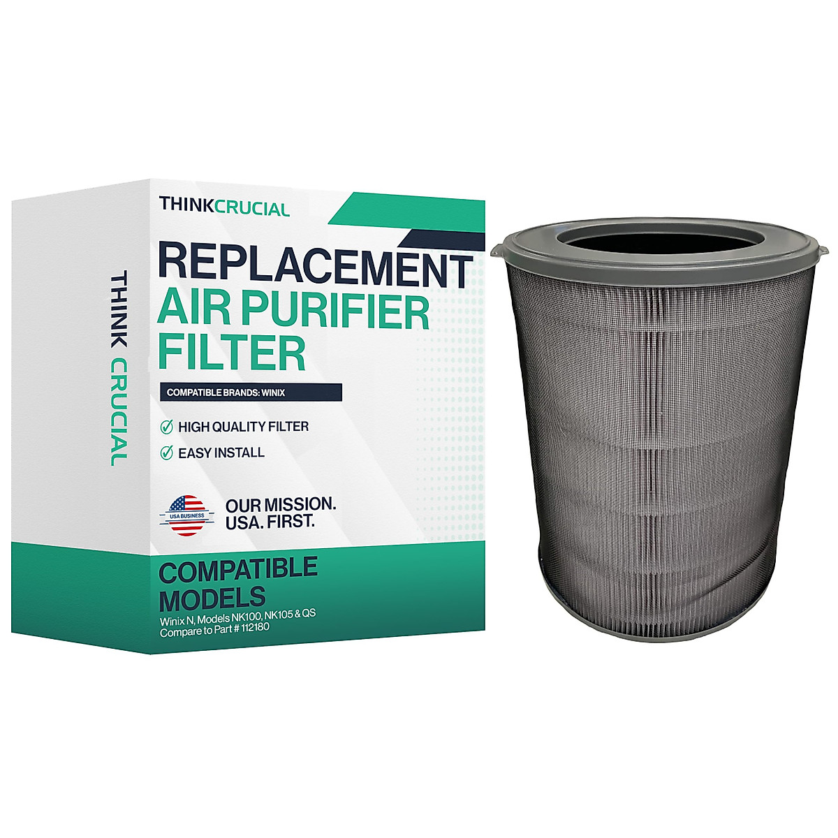 Think Crucial Replacement Air Purifier Filter Fits Winix N, Models NK100, NK105 & QS, Compare to Part # 112180, 1 PACK