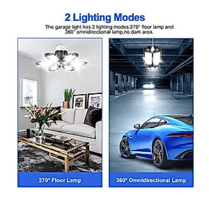 Led Garage Lights 8 Pack 220W Garage Light Ceiling Led Deformable LED Shop Lights for Workshop Led Lights for Garage E26 E27 Screw in Garage Light