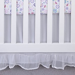 NoJo Ivory Crinkle Crib Skirt/Dust Ruffle, White, 18"