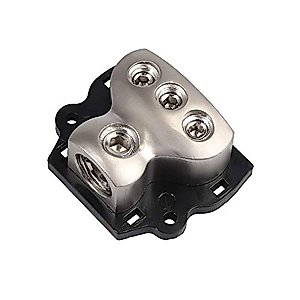 VonSom 3 Way Power Distribution Block, 1x 0 Gauge in / 3X 4 Gauge Out Amp Power Distribution Ground Distributor Connecting Block for Car Amplifier Audio Splitter 2 Pack