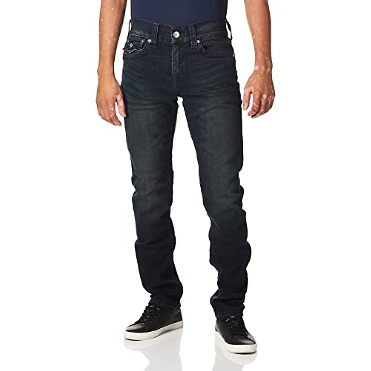 True Religion Men's Geno Big T Low Rise Slim Fit Jean with Back Flap Pockets, Last Call, 36W X 34L