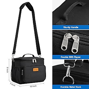 Macadamla Weinas Lunch bag for Women/Men,Insulated Lunch Cooler Bag for Adult,Collapsible Leakproof Lunch Box with Adjustable Shoulder Strap for Work Office Picnic Beach Black S New