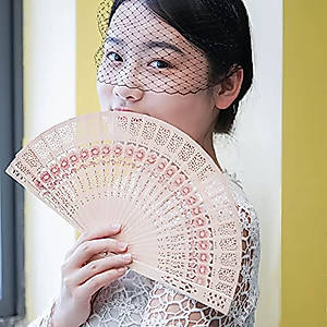 Wobe 60 Pack Sandalwood Fans Wedding Favors, Hand Held Folding Fans Wooden Openwork Personal Handheld Folding Fans for Wedding Party Home Decorations Birthday Gift (Sunflower)
