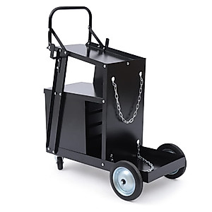 Rolling Welding Cart with 4 Drawers - Heavy Duty Steel Cabinet Welding Cart with Wheels and Gas Tank Storage for TIG MIG Welder and Plasma Cutter - 176Lbs Weight Capacity