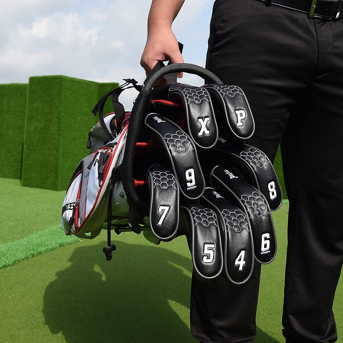 mytag 8PCS Golf Hybrid Iron Headcovers Set Long Hybrid Iron Covers for Cleveland Launcher, Majek MX4, Cobra T Rail, Wilson Launch Pad, Tour Edge Hybrid Irons (1set of 8pcs(4,5,6,7,8,9,P,X))