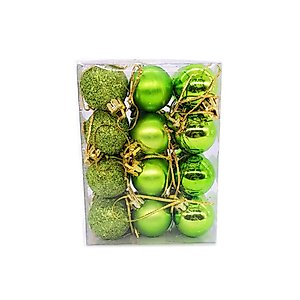 ALIMITOPIA 24pcs Christmas Ball Baubles 1.2 inches Shatterproof Plastic Hanging Balls Pendant for Xmas Tree Decoration (Tiny Size;Lime Green)