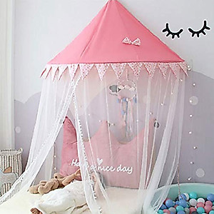 OldPAPA Princess Bed Canopy for Children, Toddler Bed Mosquito Net Crib Gauze Curtain Tent Half-Round Dome Reading Corner Tent Room Decor, Red