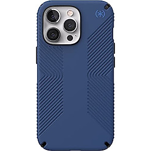 Speck Presidio2 Grip Case for Apple iPhone 13 Pro Polycarbonate,Shock-Absorbent Coastal Blue and Black Compatible w Mag Safe