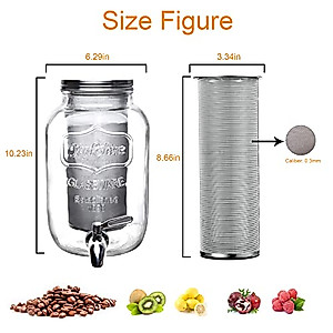 1 Gallon Cold Brew Coffee Maker,Cold Brew Pitcher & Tea Infuser With Stainless Steel Spigot And Filter,Large Glass Drink Beverage Dispenser 100% Leak-Proof And Drip-Free Iced Coffee Maker
