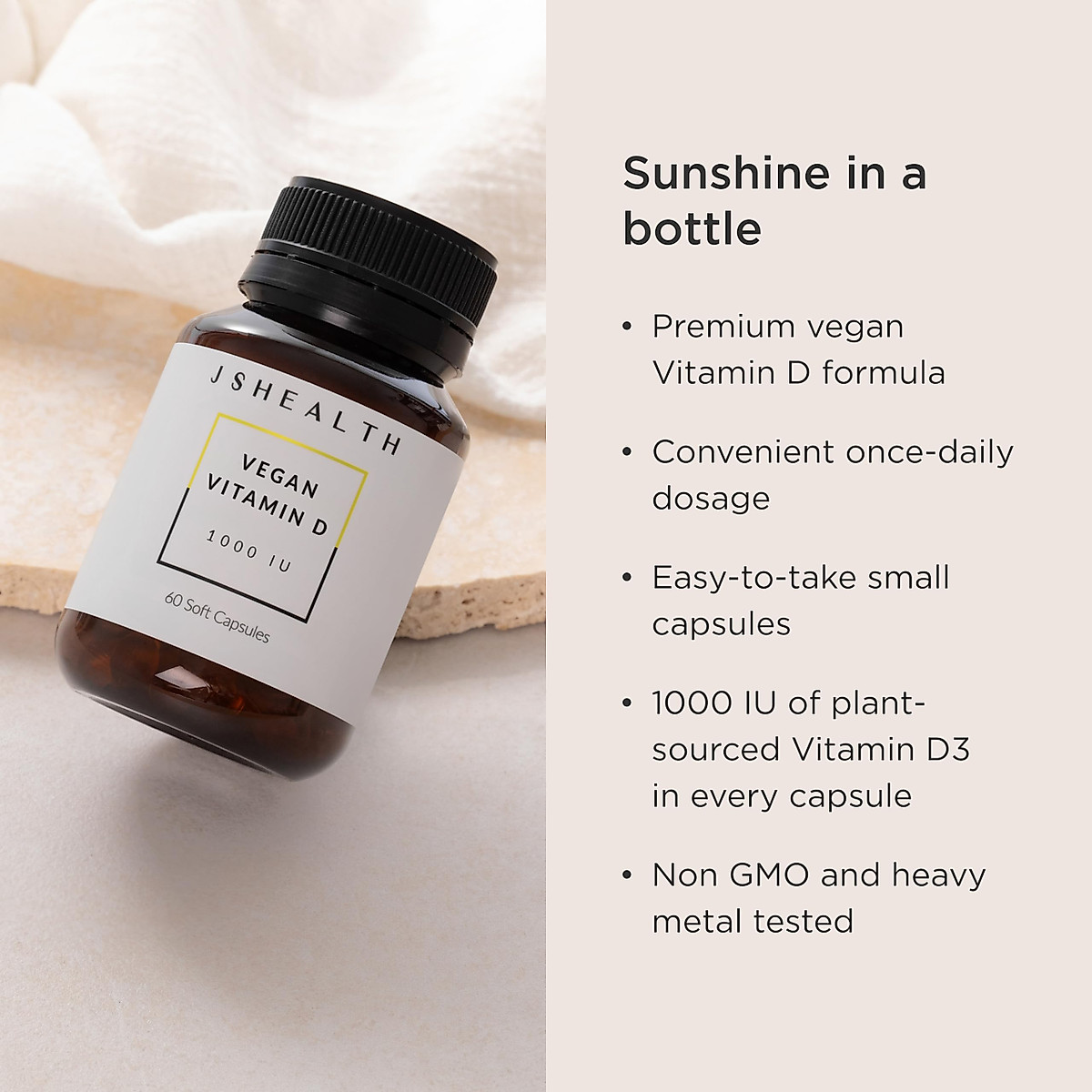 JSHealth Vitamin D3 1000iu Supplement for Healthy Muscle Function, Bone and Heart Health, and Immune Support