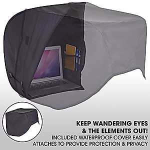 RitzGear Laptop Sun Shade | Portable Compact Anti-Glare Screen Hood, Tent & Carry Case for 17” Computer, Tablet & Smartphone | Light Reflective Shield & Waterproof Privacy Cover for Working Outside