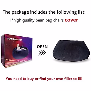 ZGLCQSGY Bean Bag Chair Cover 5ft Fluffy Bean Bag Chairs for Adults PvFur Light Grey BeanBag Cover Living Room Furniture