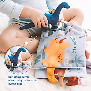 Jonzoo Soft Baby Books 6-12-18 Months, Dinosaur Crinkle Book for Baby, Newborn Infant Montessori Tummy Time Toys 0-6-12 Months, Baby Cloth Book, Car Seat Stroller Toy, Baby Boy Girl Gift 0-6-12 Months