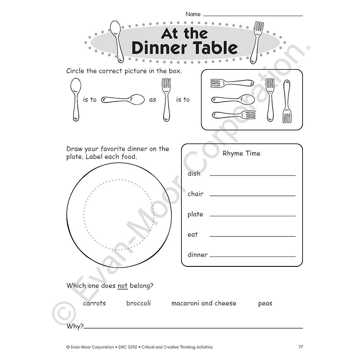 Evan-Moor Critical and Creative Thinking Activities Teacher's Resource Book, Grade 2