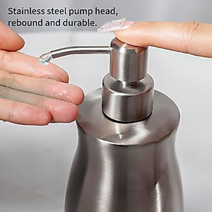 ZEBEYIMA Brushed Stainless Steel Countertop Soap Dispenser Rust and Leak Resistant Hand Soap Pump with Funnel for Kitchen Countertops and Bathroom Dispensers (13.5 oz/400 ml)…