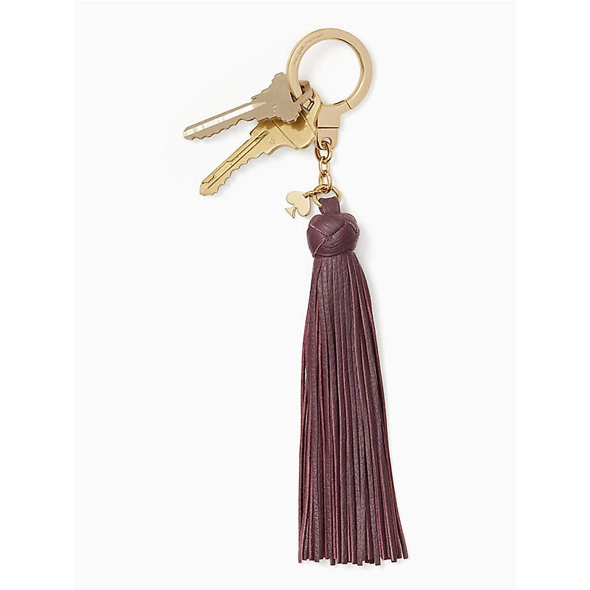 Kate Spade New York Womens Double Sided Tassel Leather Keychain (Deep Plum)
