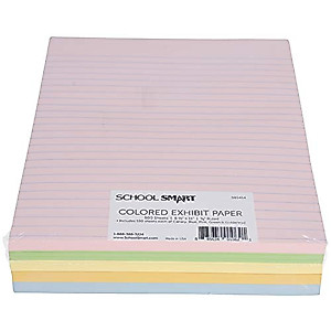 School Smart Ruled Exhibit Paper, 8-1/2 x 11 Inches, Assorted Colors, 500 Sheets - 085454