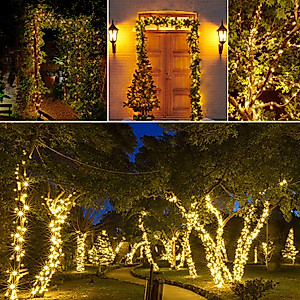 Joomer Solar Christmas Lights 72ft 200 LED 8 Modes Solar String Lights Waterproof Solar Fairy Lights for Christmas Decorations (Warm White)