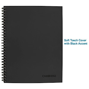 Cambridge Notebook, Business Notebook, 7-1/4" x 9-1/2", 80 Sheets, Ruled, Action Planner, Flexible Cover, Wirebound, Gray (06122)