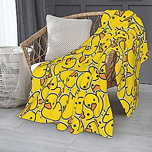 Rubber Duck Pattern Throw Blanket, Ultra Soft Microplush Bed Blanket, All Season Microfiber Fleece Throw for Bed Chair Sofa Couch Bedroom 60"X50"