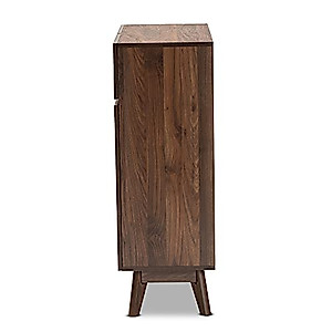 Baxton Studio Hartman Shoe Cabinets, One Size, Walnut Brown