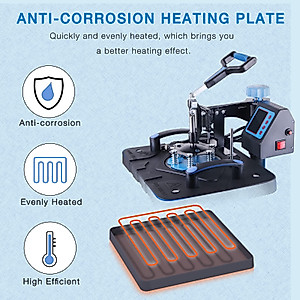 HORGELU Upgraded 5 in 1 Heat Press Machine 15 x 15 Inch Heat Transfer Machine 360-Degree Swing Away Combo Heat Press for T Shirt Mug Hat Plate Cap