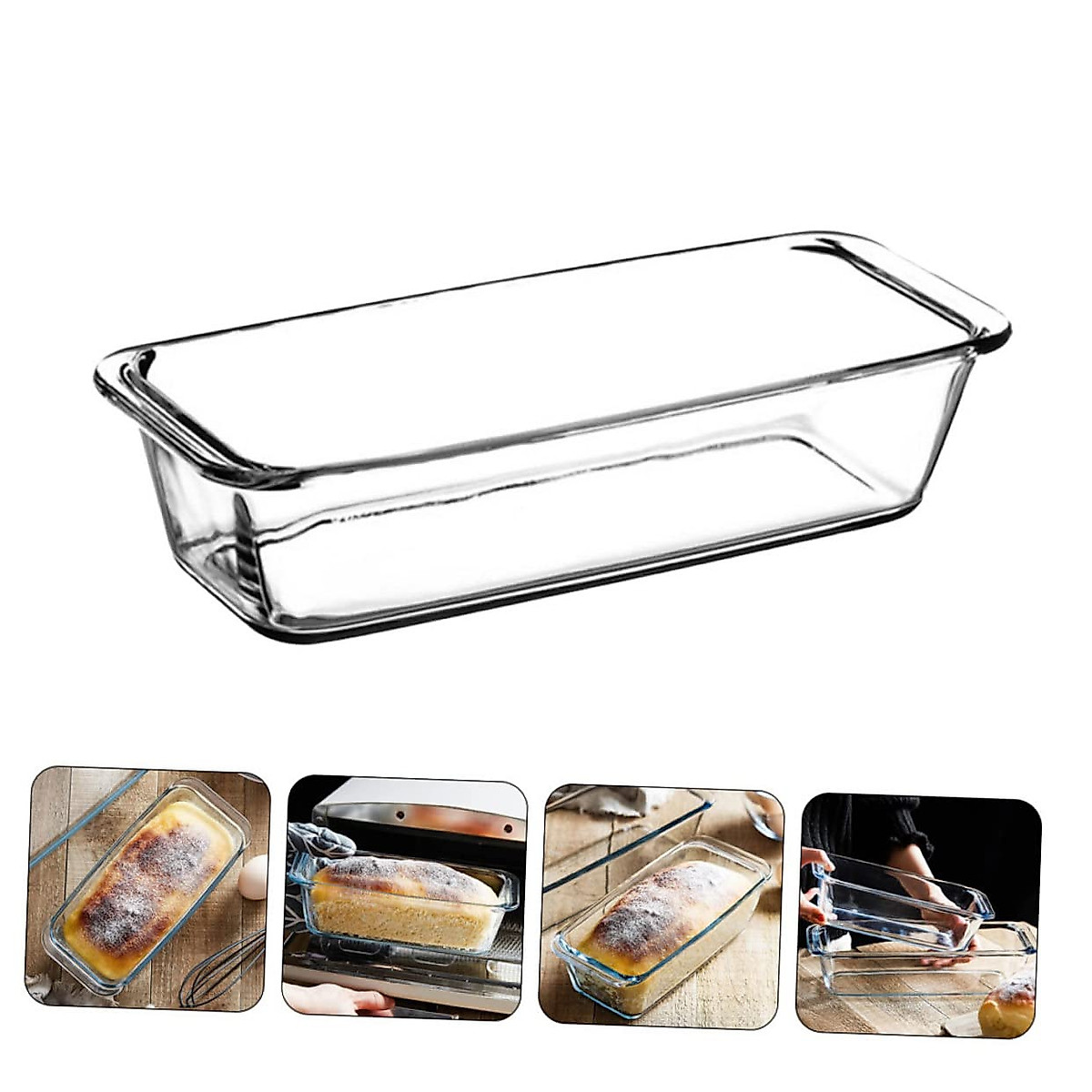 Cabilock Tempered Glass Plate Baking Pan Rectangular Cake Plate Glass Salad Dish Food Serving Plate Dishwasher Safe Easy to Clean