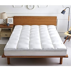 COMFORT BOOST™ Extra Thick, Cooling Mattress Topper — Pillowtop, Down Alternative Mattress Pad with Deep Pockets (8-21" Depth) Fits All Mattress Sizes, Helps Ease Back Pain & Protects Mattress — King