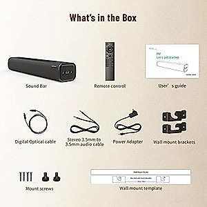 BESTISAN Soundbar for TV Soundbar Wireless Bluetooth 5.0 Sound Bar with 3 Equalizer Modes for Home Theater, Game, PC, Phones (Remote Control, DSP, Bass/Tweeter Adjustable, Wall Mounted)