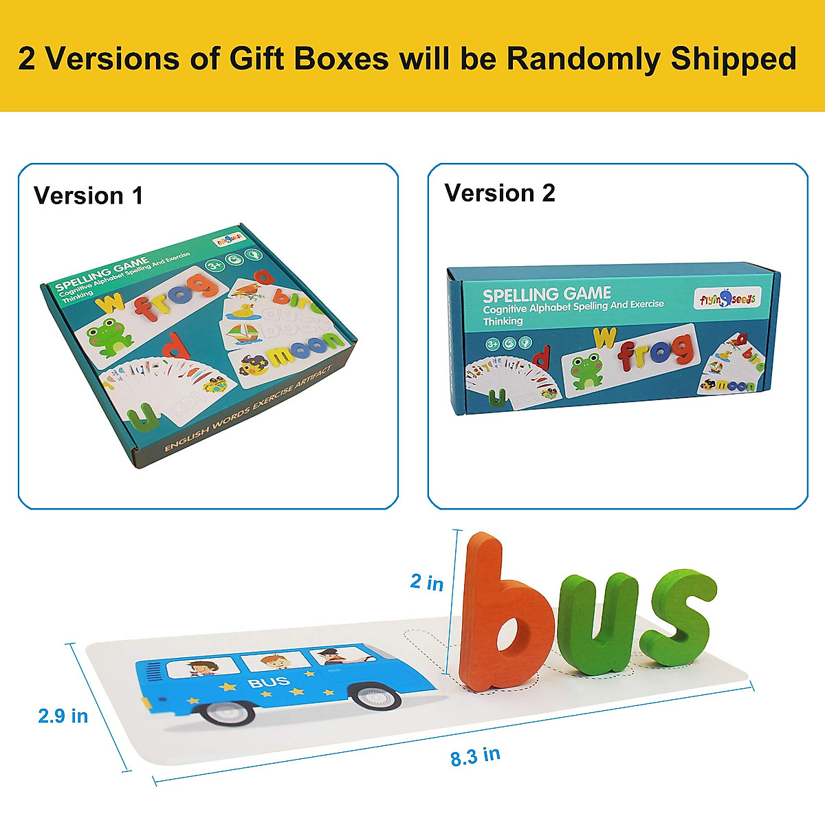 FLYINGSEEDS See and Spell Learning Toys, CVC Word Builders with Sight Words Flash Cards Kindergarten, Educational Toys for Toddler 2 3 4 Year Old Boys Girls - Gifts for Kids