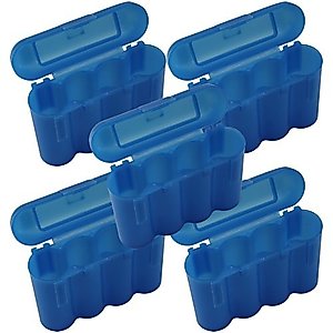 Powertron Batteries 5 AA/AAA / CR123A Blue Battery Holder Storage Cases