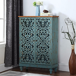 Sophia & William Tall Storage Cabinet 47.4", Decorative Cabinet with Storage, 2-Door Accent Cabinet, for Living Room, Dining Room, Blue