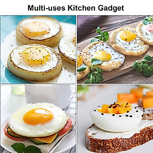 Egg Ring, Stainless Steel Omelet Mold Non Stick Pancake Ring Mold for Frying Egg, Egg Circles for Griddle (2 Sizes, 4 Pack)