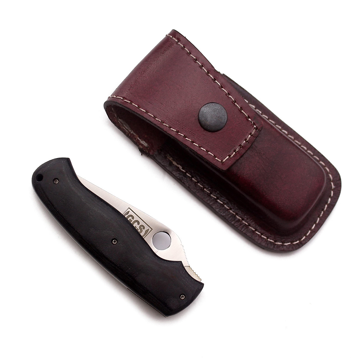 GCS Handmade Micarta Handle D2 Tool Steel Tactical Hunting Knife with leather sheath Full tang blade designed for Hunting & EDC GCS 310