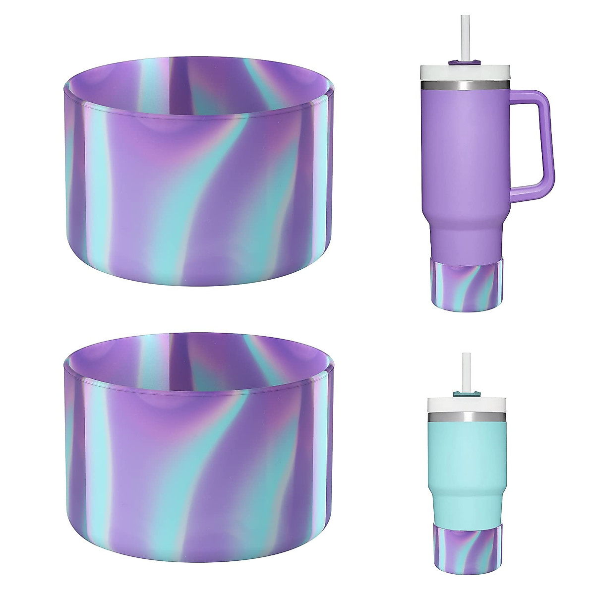 WUQID Protective Mixed Silicone Boot Sleeve 2PC Compatible with Stanley 20 30 40oz & Hydroflask 12oz-40oz Bottles/Tumbler Anti-Slip Bottom Sleeve Cover for All Bottles Bottom Width of 2.83-2.95in