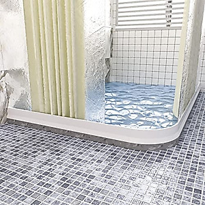3" High Shower Threshold Water Dam 39 IN Collapsible Shower Water Splash Guard for Curbless Shower Threshold Barrier Water Stopper for Wet and Dry Separation Bathroom and Kitchen (White)