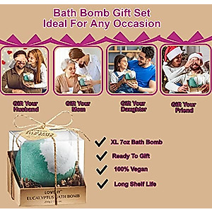 Bath Bombs for Women and Men, Natural Aromatherapy Bath Bombs, Handmade Eucalyptus Shower Bombs with Mint Fragrance for Spa Bubble Bath, Body Self Care Set for Pampering & Relaxation Gifts