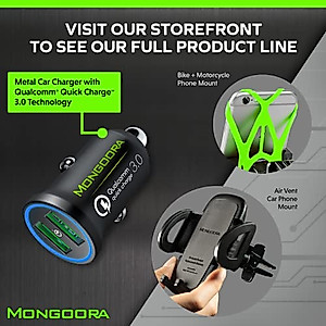 Mongoora Car Charger Adapter - Metal, Portable, 3.0 Car Chargers with Dual USB Ports and Fast Charging Technology - Compatible with iPhone, iPad, Samsung Galaxy - White Elephant, Stocking Stuffers