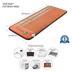 HealthyLine TAO Far Infrared Heating Pad - Natural Crystal Gemstones Mat for Back Pain - Electric Auto Shut Off - Rejuvenating Negative Ions Therapy - 60" x 24"