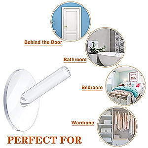 Queekay 6 Pieces Wall Mounted Hat Hooks Acrylic Coat Hooks Clear Hat Rack Robe Hook Adhesive Hooks for Bathroom Kitchen Hat Clothes Towels and More, 9 lb Max