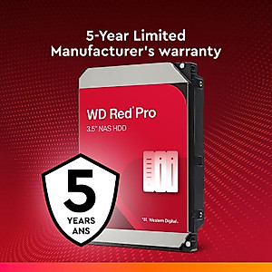 Western Digital 20TB WD Red Pro NAS Internal Hard Drive HDD - 7200 RPM, SATA 6 Gb/s, CMR, 512 MB Cache, 3.5" - WD201KFGX