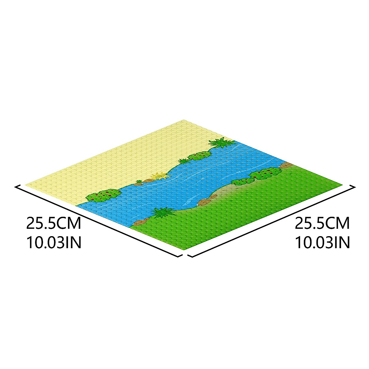 EKIND 6-Pack 10" x 10" Rainforest Base Brick Plate Compatible for All Major Brands, Scenes Baseplates for River, Tropical Treehouse Scenery and More Building Blocks Kids Toy (2 Straight + 4 Curve)