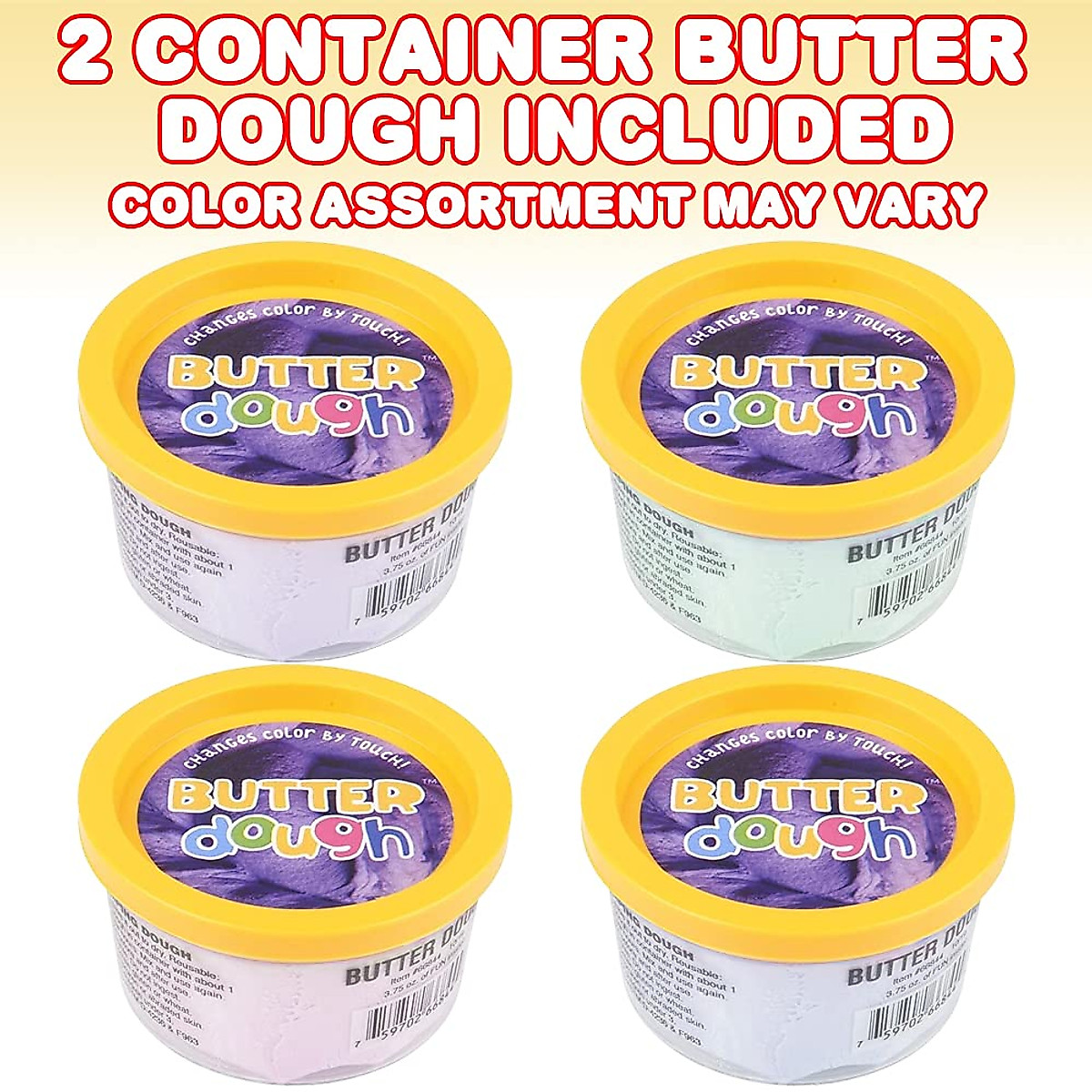 ArtCreativity Color Changing Butter Dough, Set of 2, Modeling Clay for Kids, Creative Toys for Children, Kids’ Art and Craft Supplies, Great Educational Toy, Playdough Set for Boys and Girls