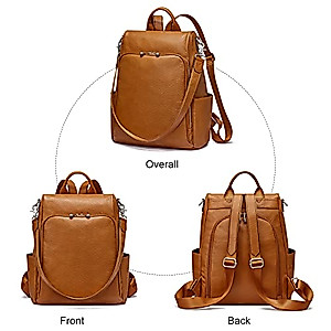 S-ZONE Leather Backpack Purse for Women Fashion Anti-theft Rucksack Ladies Convertible Shoulder Bag Handbag Medium