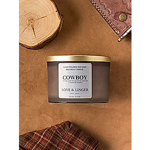 Leather Scented Candles | Campfire Scented Candles | Luxury Soy & Beeswax Candles for Home | 16 oz. Large Jar 3 Wick Candle | Masculine Candle | Manly Candles For Home | Scented Candles for Men