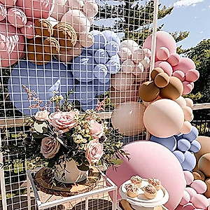 Pink Blue Balloon Garland Double Stuffed Pastel Pink Dusty Blue Brown Balloon Arch Kit Blush Ivory Latex Balloons for Gender Reveal Baby Shower Wedding Birthday Party Decoration